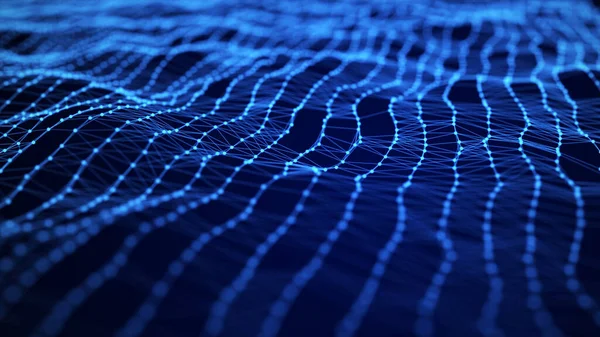 3D illustration DNA. Abstract digital connection dots and lines. DNA ...