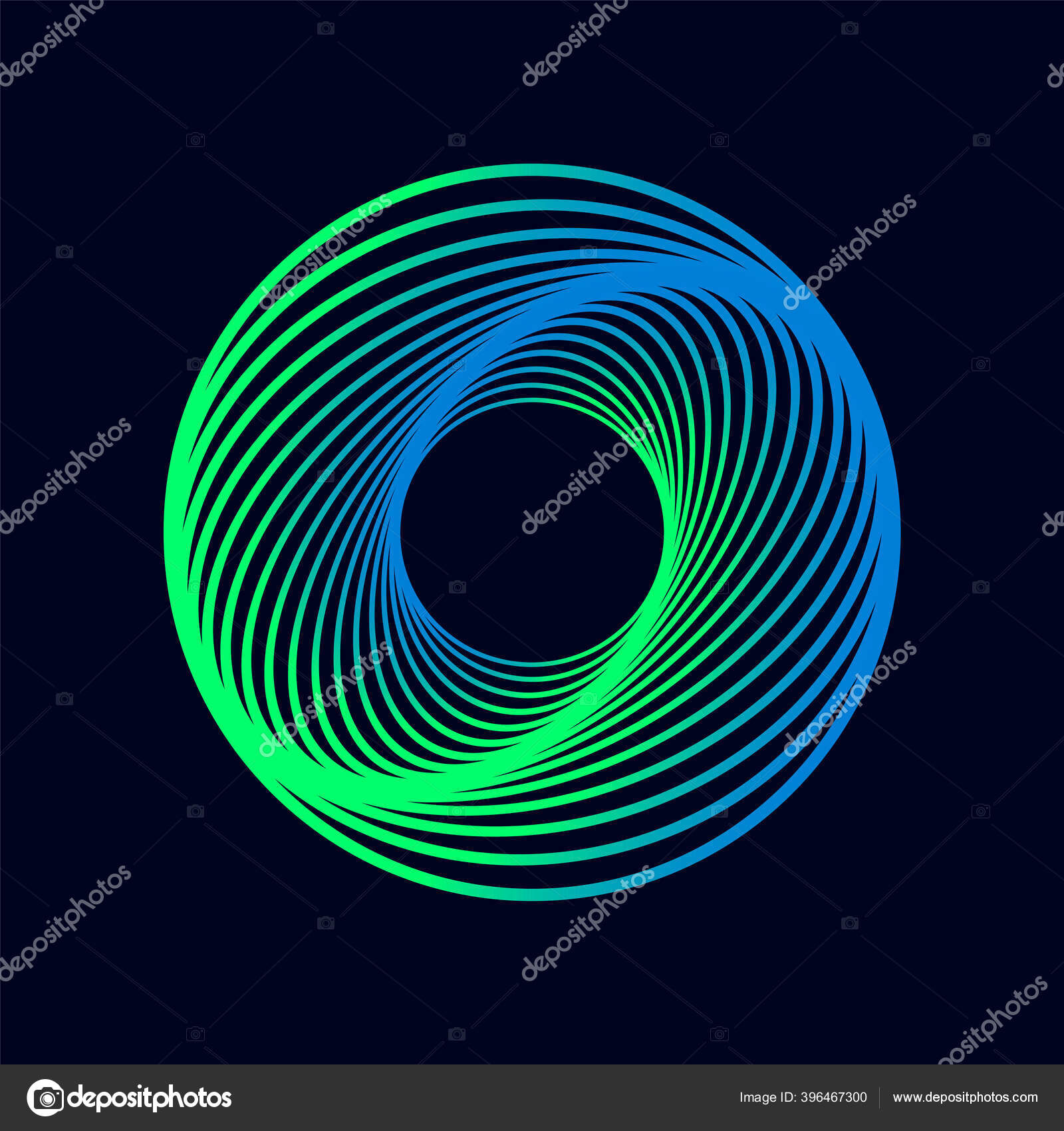 Vector Logo Illusion Geometric Shape Blue Green Ellipse Perspective ...