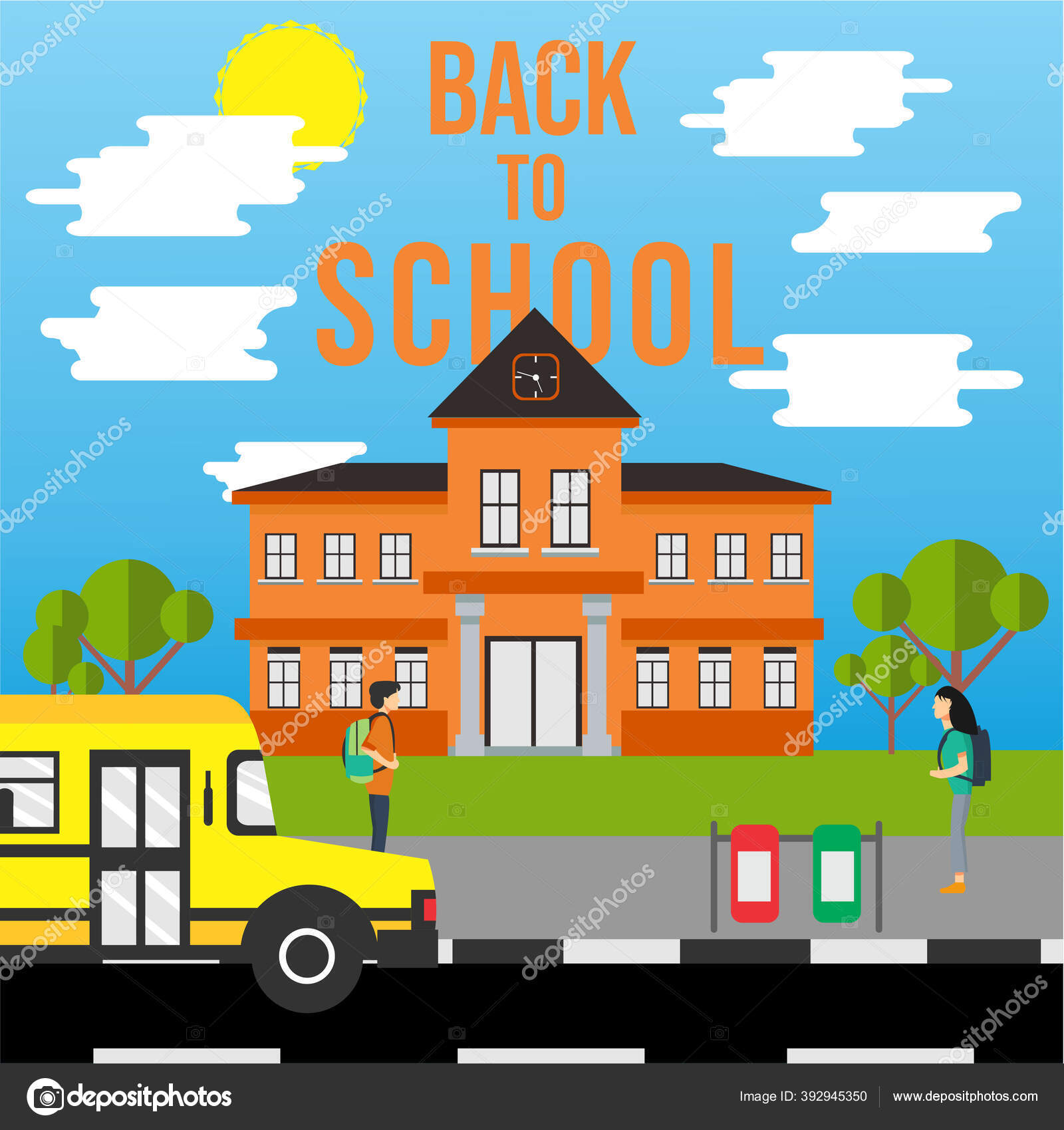 Welcome Back Learning Consisting School Buildings School Transportation ...