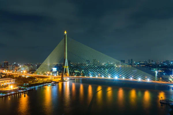 Big Suspension Bridge Lighting Night Time Rama Bridge Night Time ...