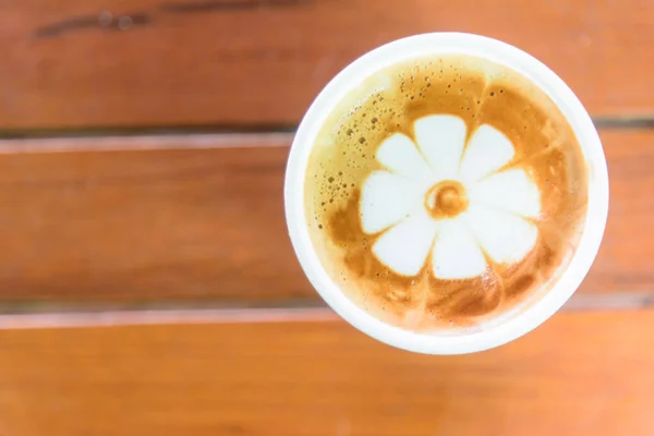 hot coffee on table / hot cappuccino with nice pattern milk foam ...