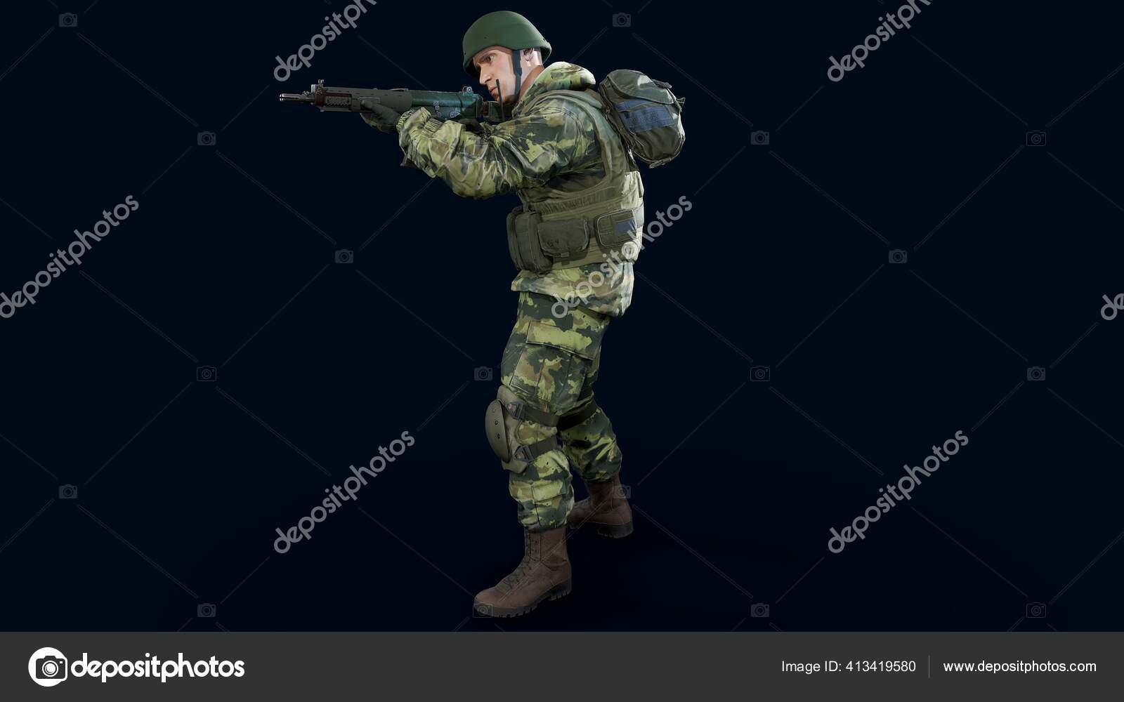 Male Soldier Render — Stock Photo © Slayver #413419580