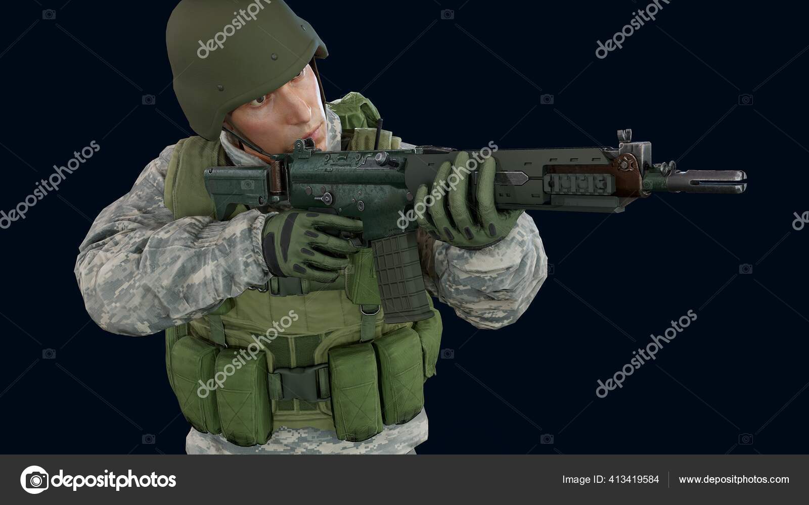 Male Soldier Render — Stock Photo © Slayver #413419584