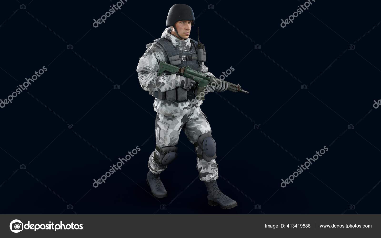 Male Soldier Render — Stock Photo © Slayver #413419588