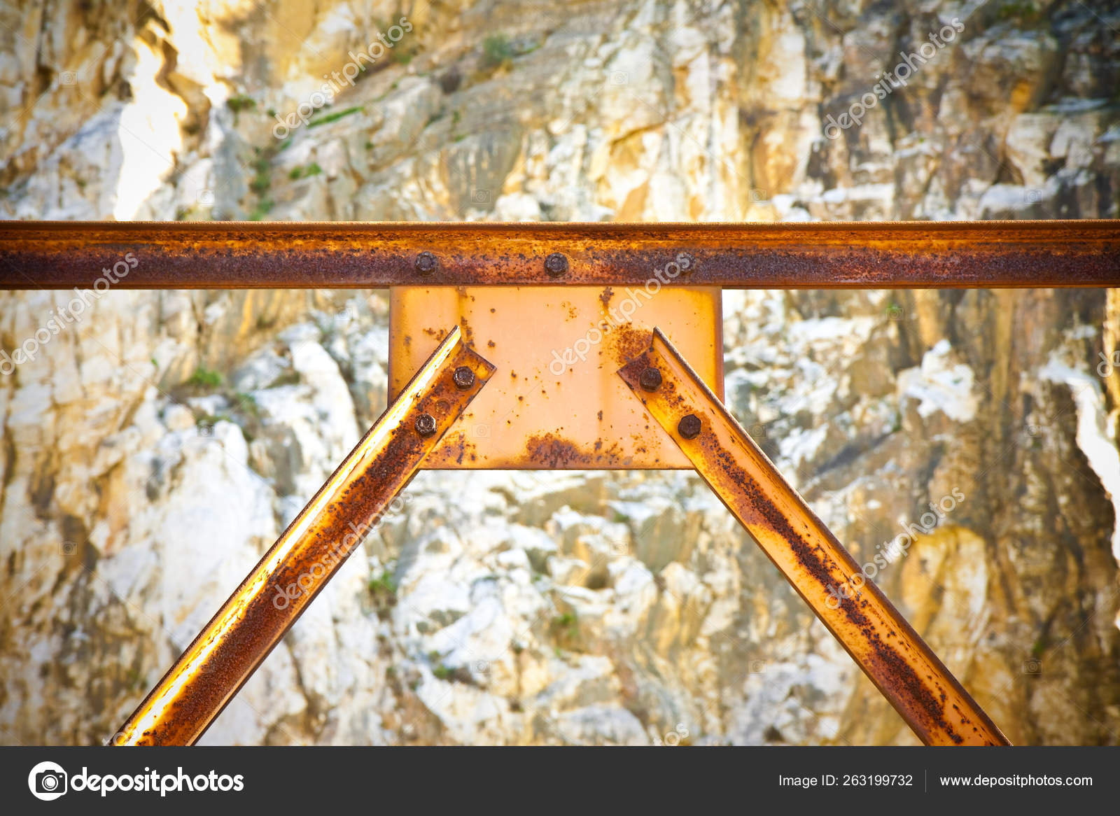 Old rusty iron structure with bolted metal profiles — Stock Photo ...