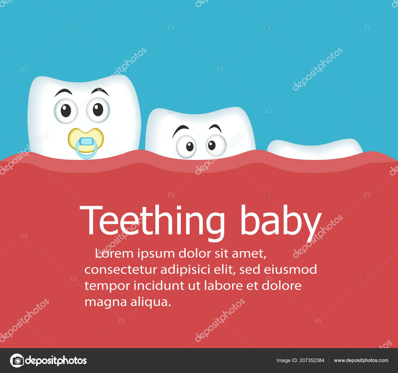 Teething baby banner with teeth Stock Vector by ©DimaOris 207352384