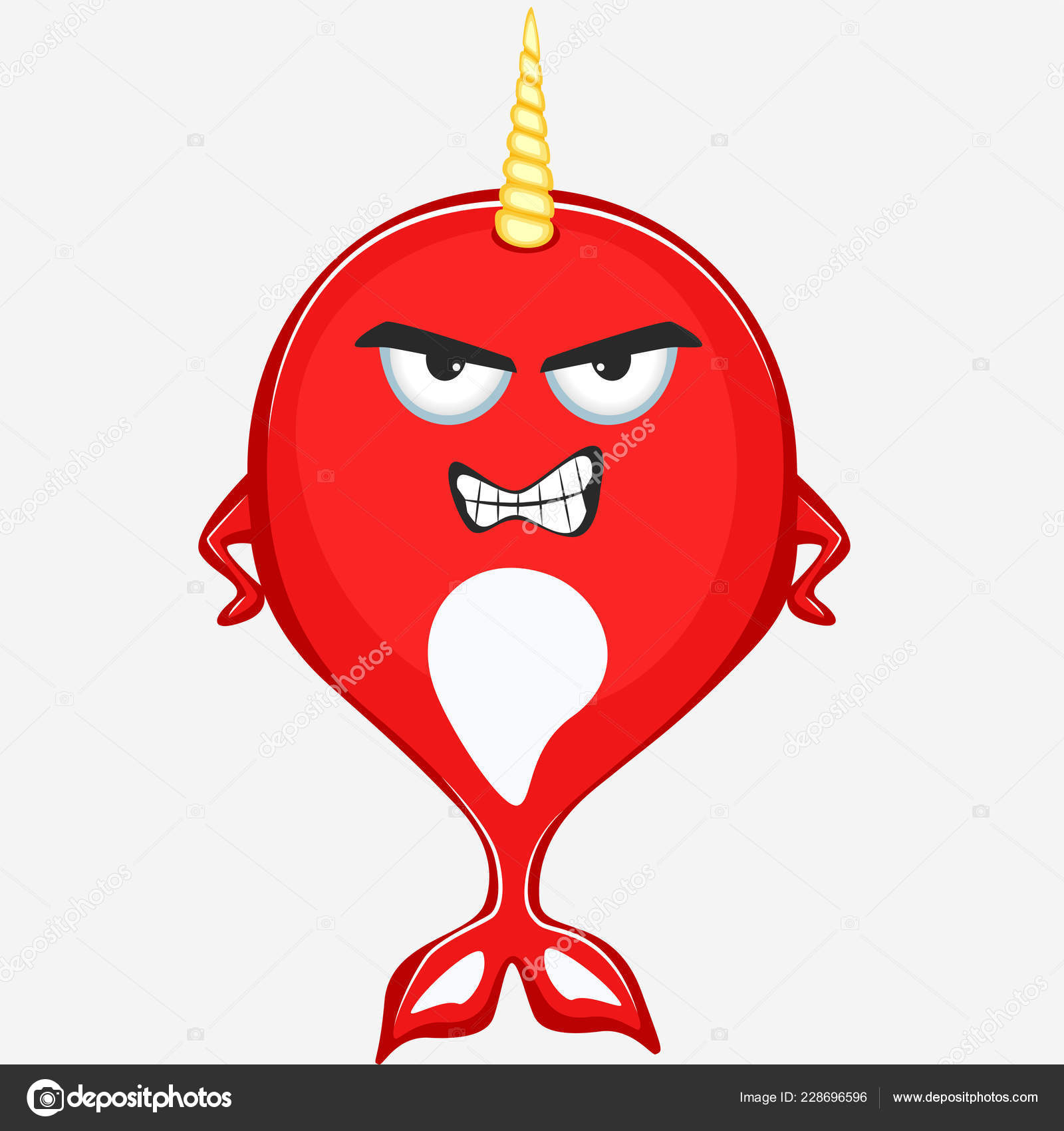 Angry narwhal character in cartoon style drawing Stock Vector by ...
