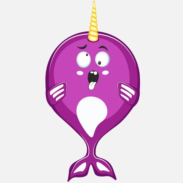 Angry narwhal character in cartoon style drawing Stock Vector by ...