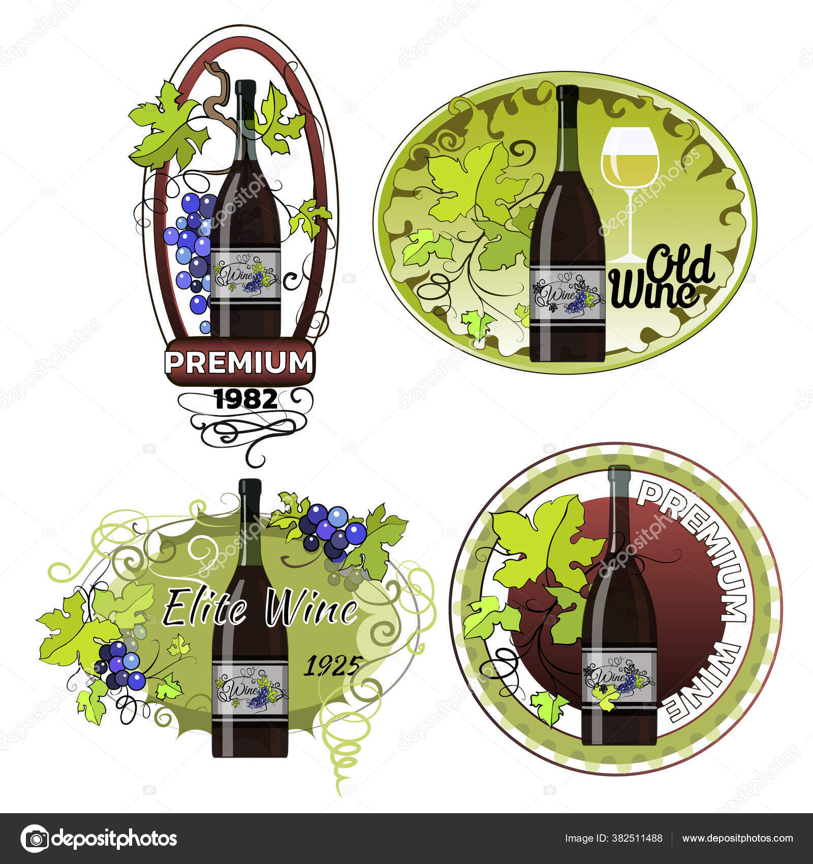 Wine Bottle Labels Clip Art