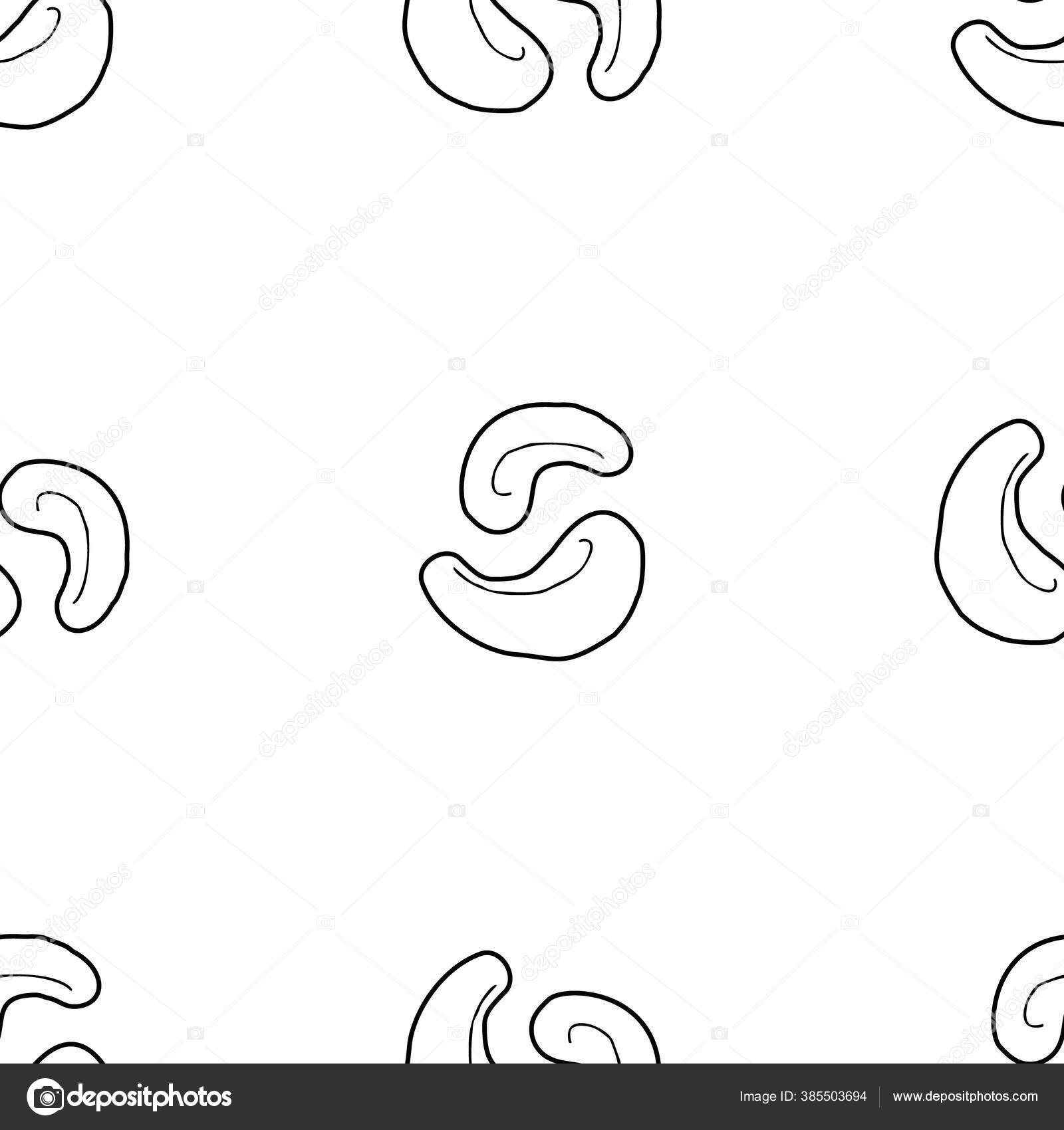 Anacardo Mano Dibujado Vector Patrón Sin Costura Esquema Textura ...