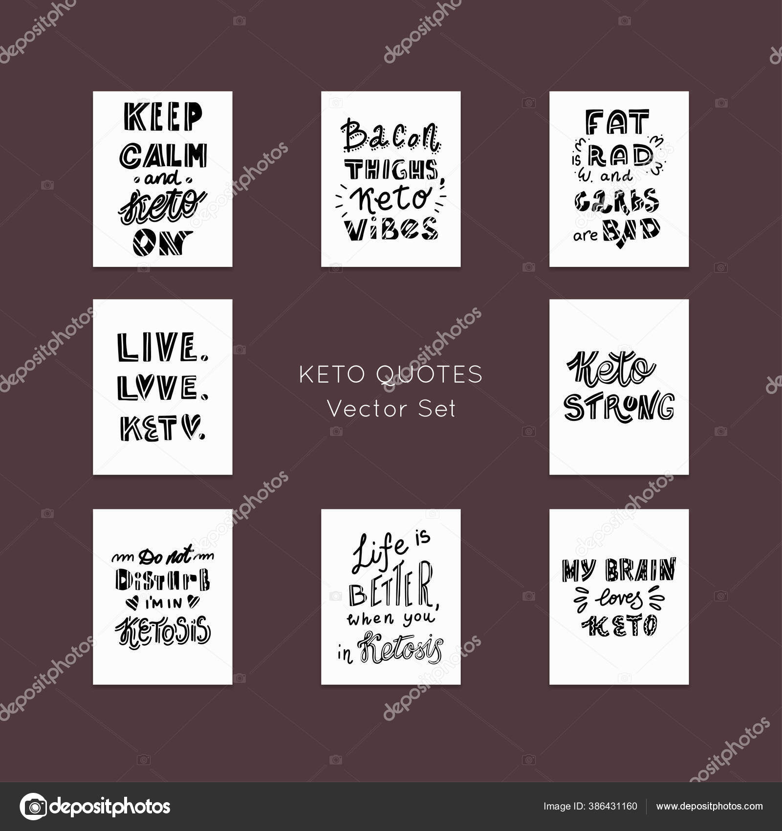 Ketogenic Diet Lettering Vector Set Hand Drawn Lettering Motivation ...