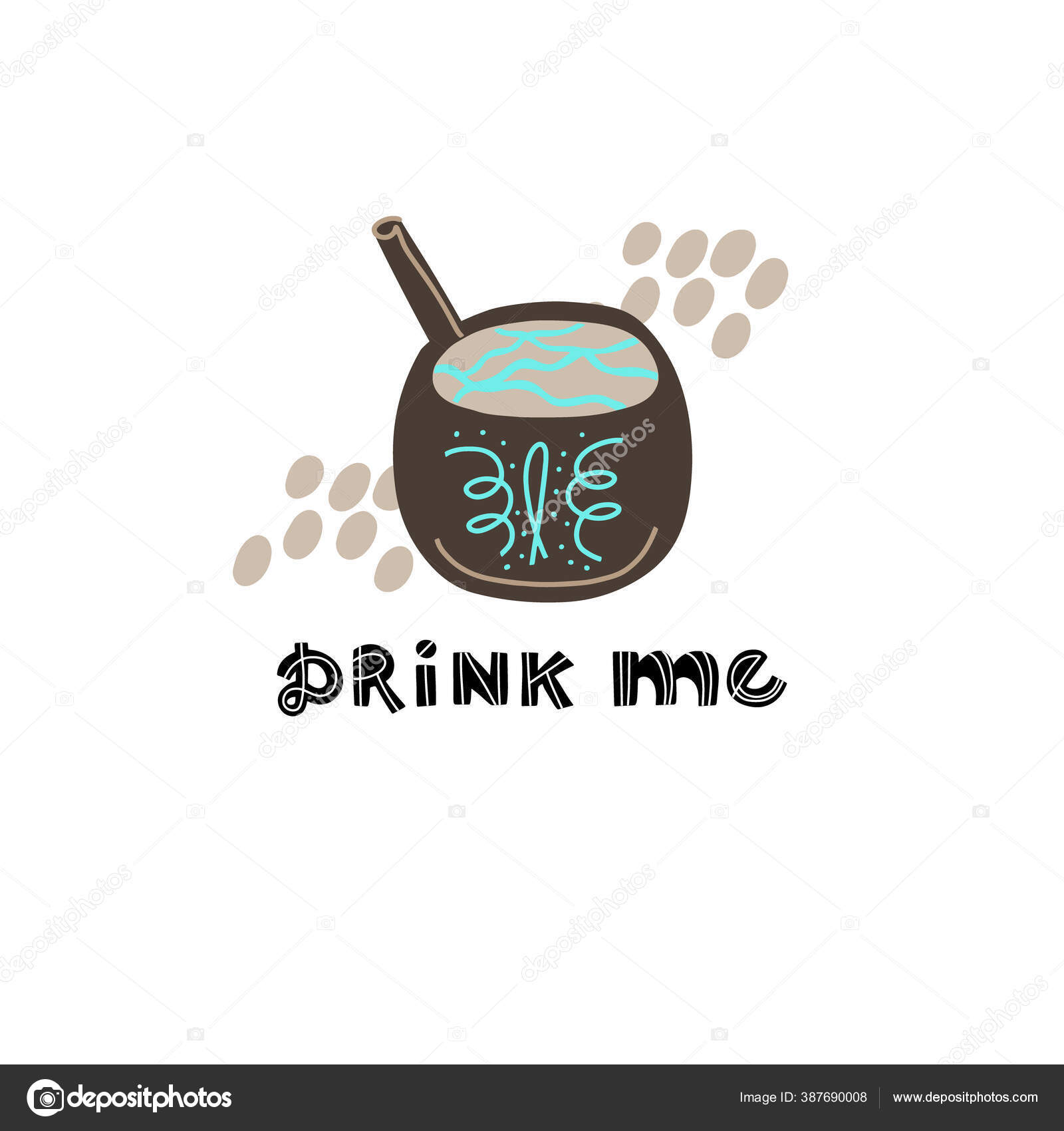 Hand Drawn Lettering Quote Drink Different Illustrations Unique Vector ...