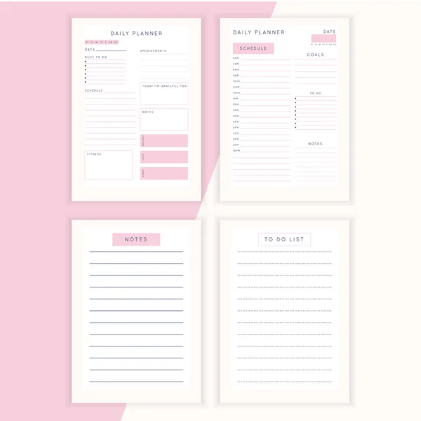 Set Minimalist Abstract Planners Daily Planner Template Blank Printable ...