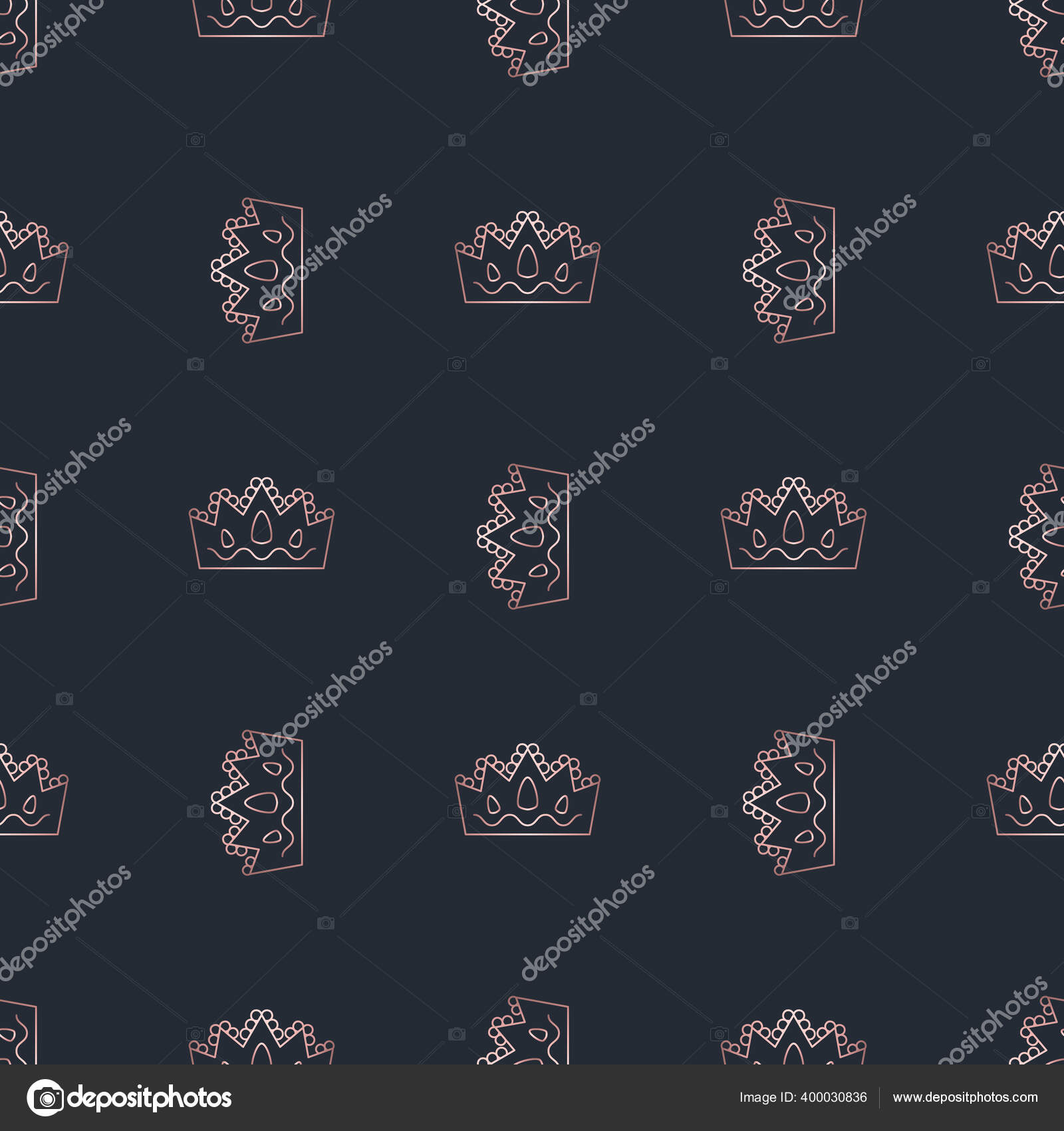 Golden Crown Seamless Vector Pattern Geometric Gold Outline Symbol ...
