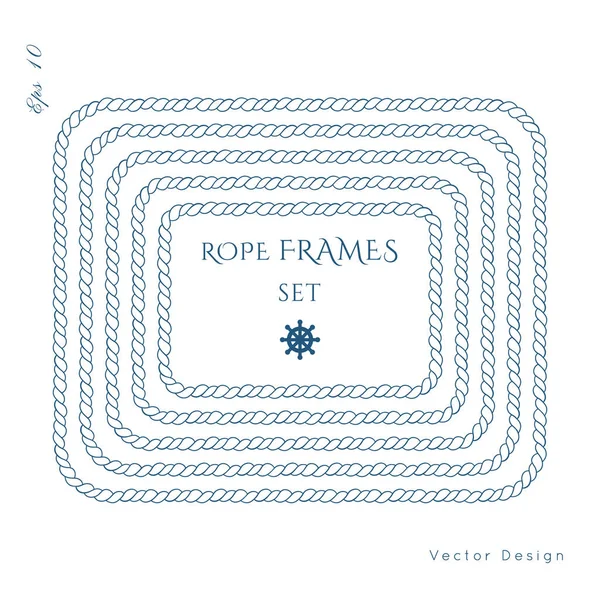 Rope Knot Border Vector Designs Set Isolated Marine Frame Blue Stock ...
