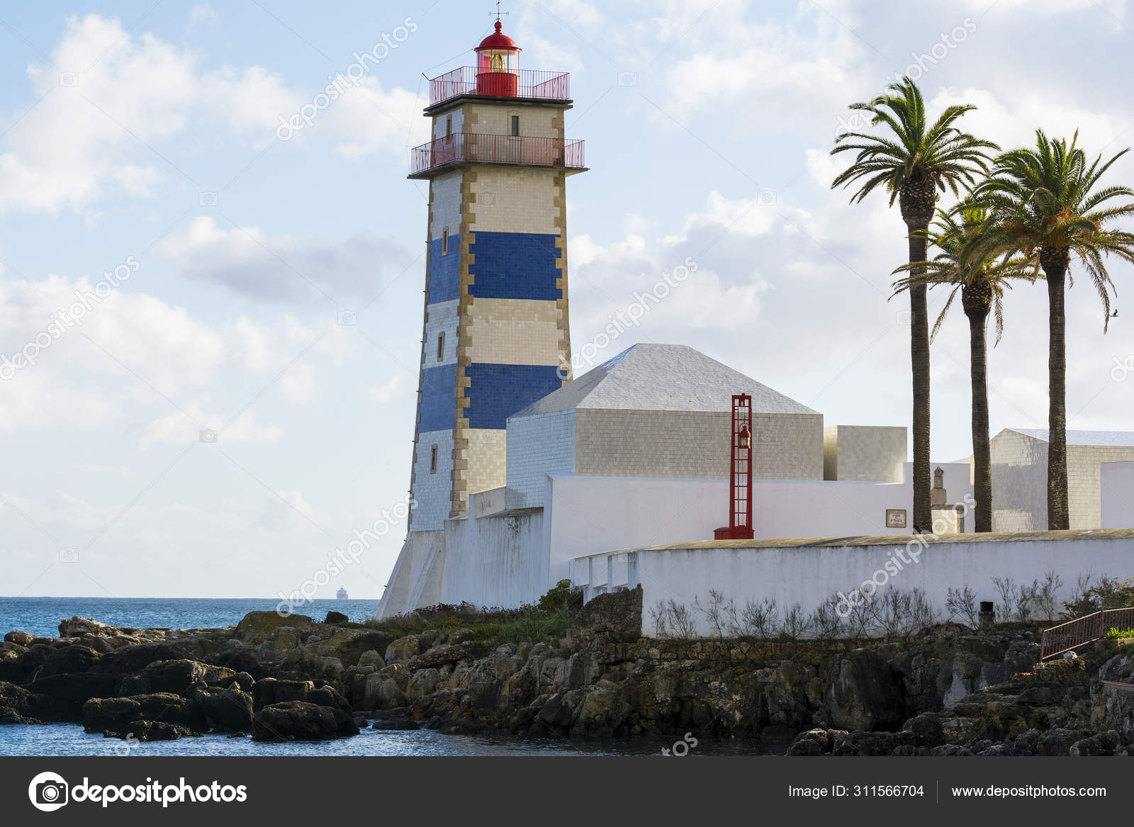 Santa Maria Lighthouse Cascais Coastal Resort Fishing Town Portugal ...