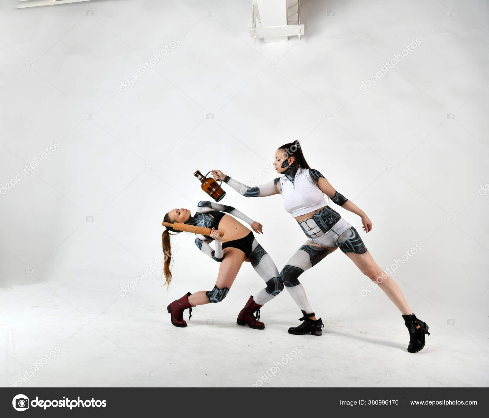 Beautiful Women Androids Fight Arms Hands — Stock Photo © kosmos7764 ...