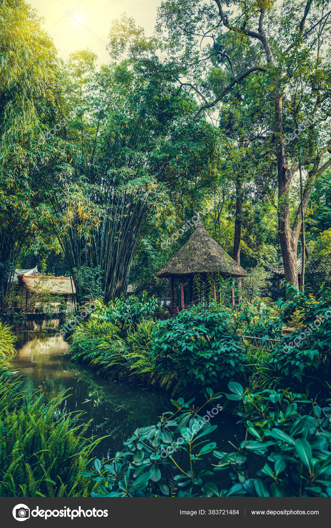 Thatched Bamboo Pavilion Thatched Cottage Museum Chengdu Sichuan China ...