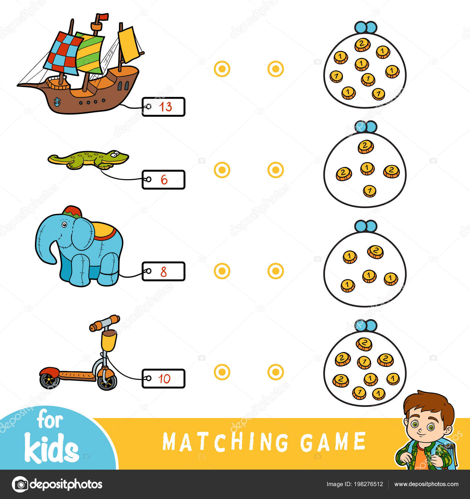 Juego Educación Juego Para Los Niños Contar Las Monedas Elegir Vector ...