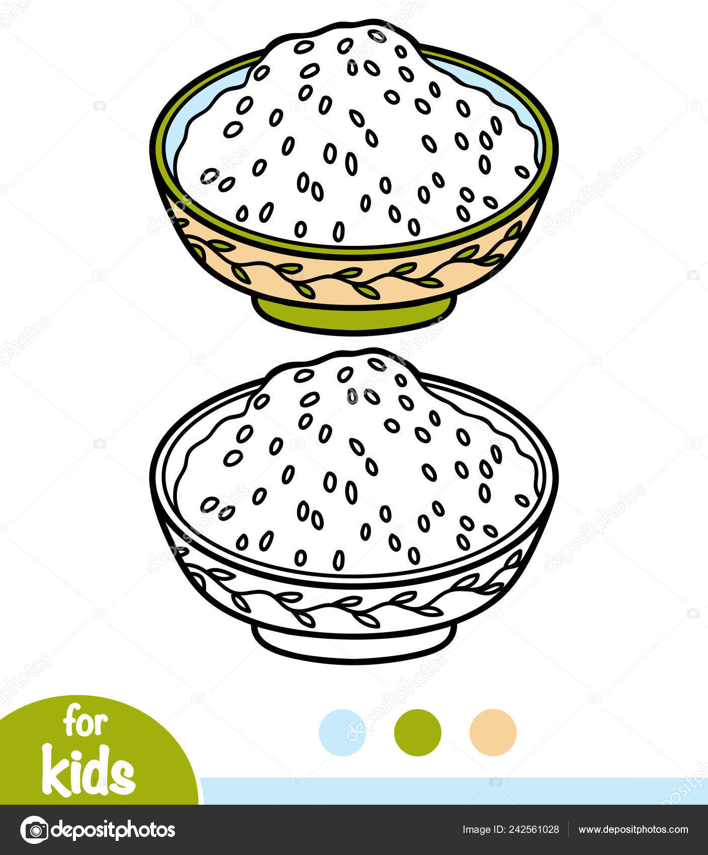 Coloring Book Children Steamed Rice Bowl — Stock Vector © ksenya_savva ...