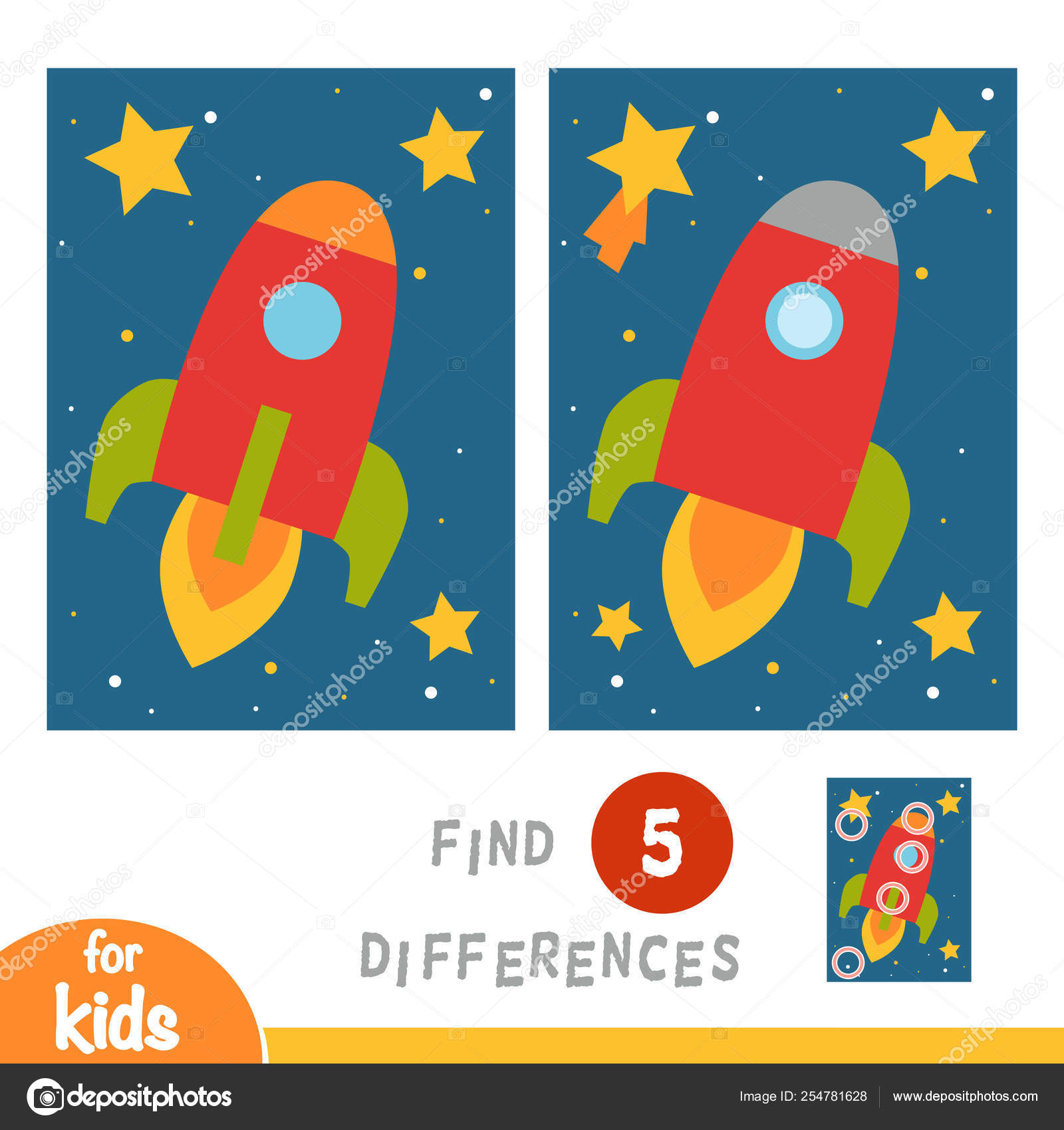 Find differences, education game, Rocket in space Stock Vector Image by ...