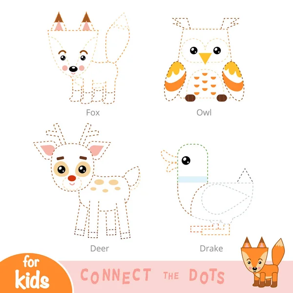 Connect the dots, education game for children. Forest animals set Stock ...