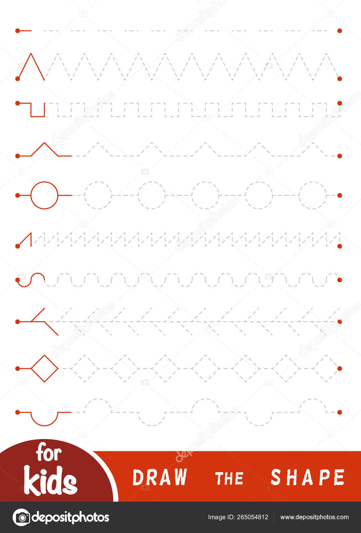 Draw the shapes, education game for children. Set of ornaments for ...