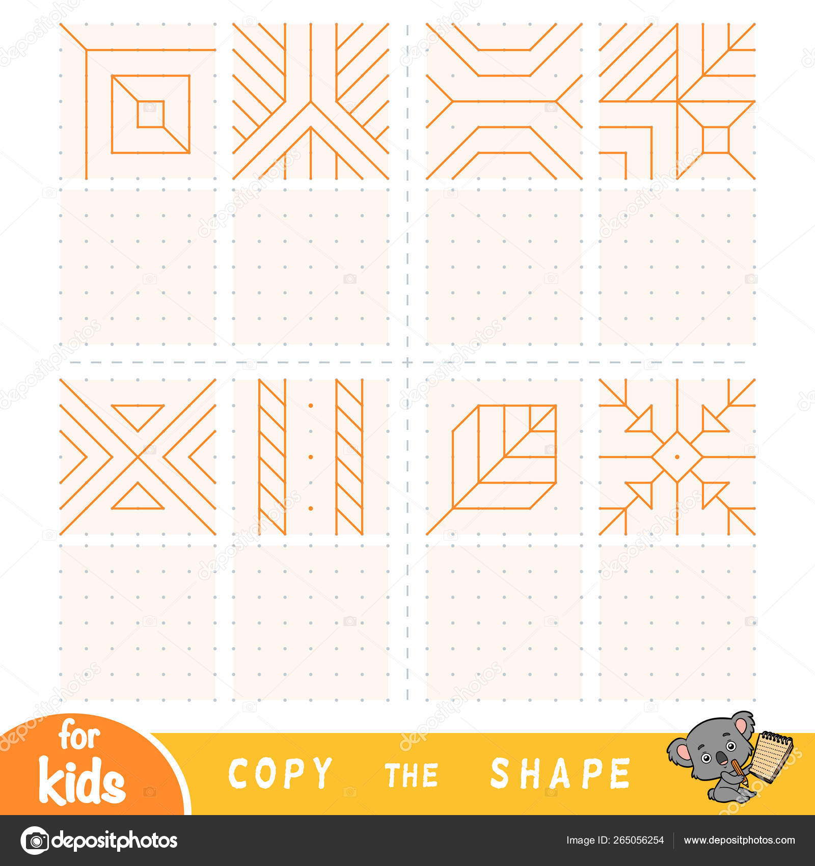 Copy the picture, education game for children. Draw geometric and ...