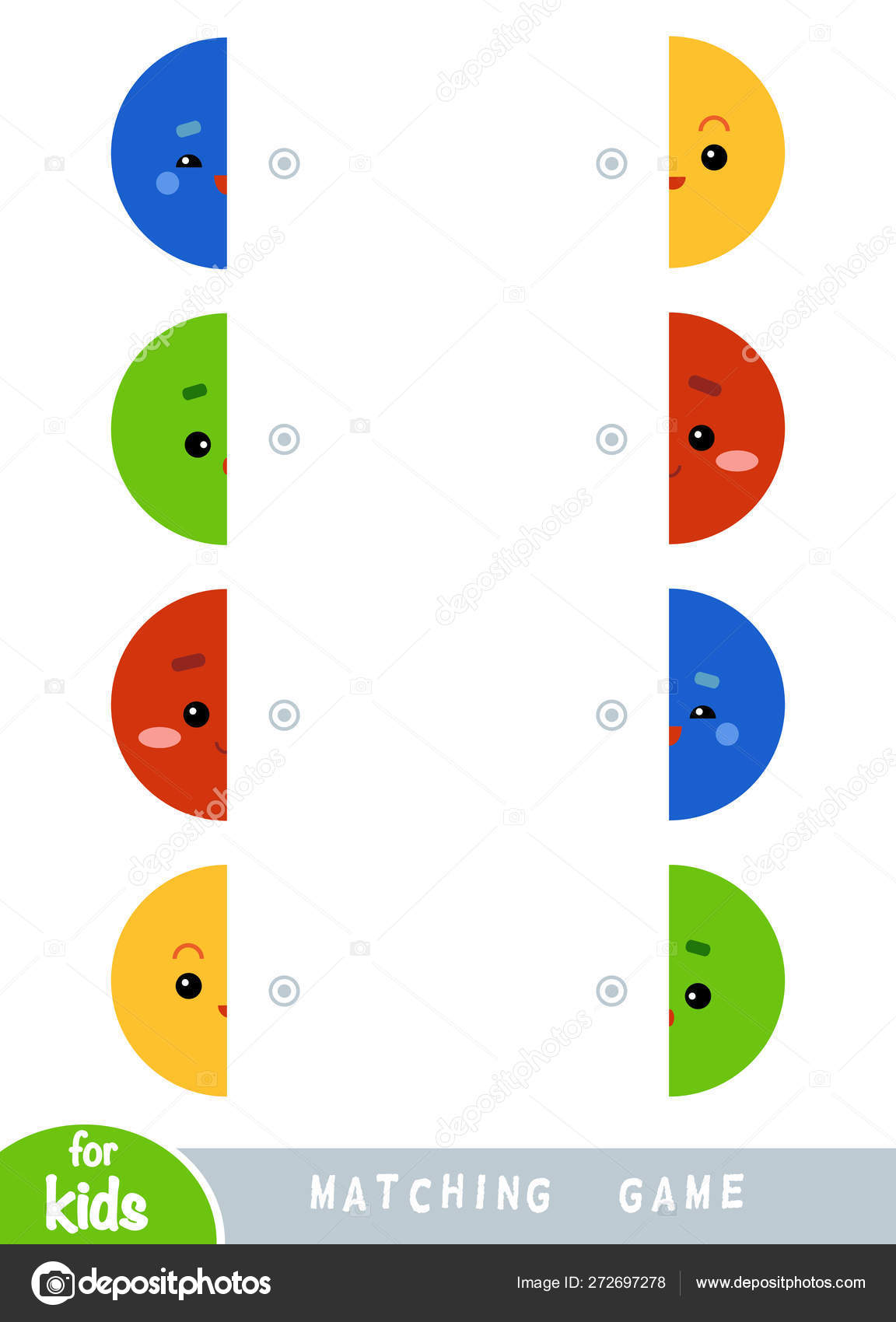 Matching game, game for children. Match the halves. Set of colored ...