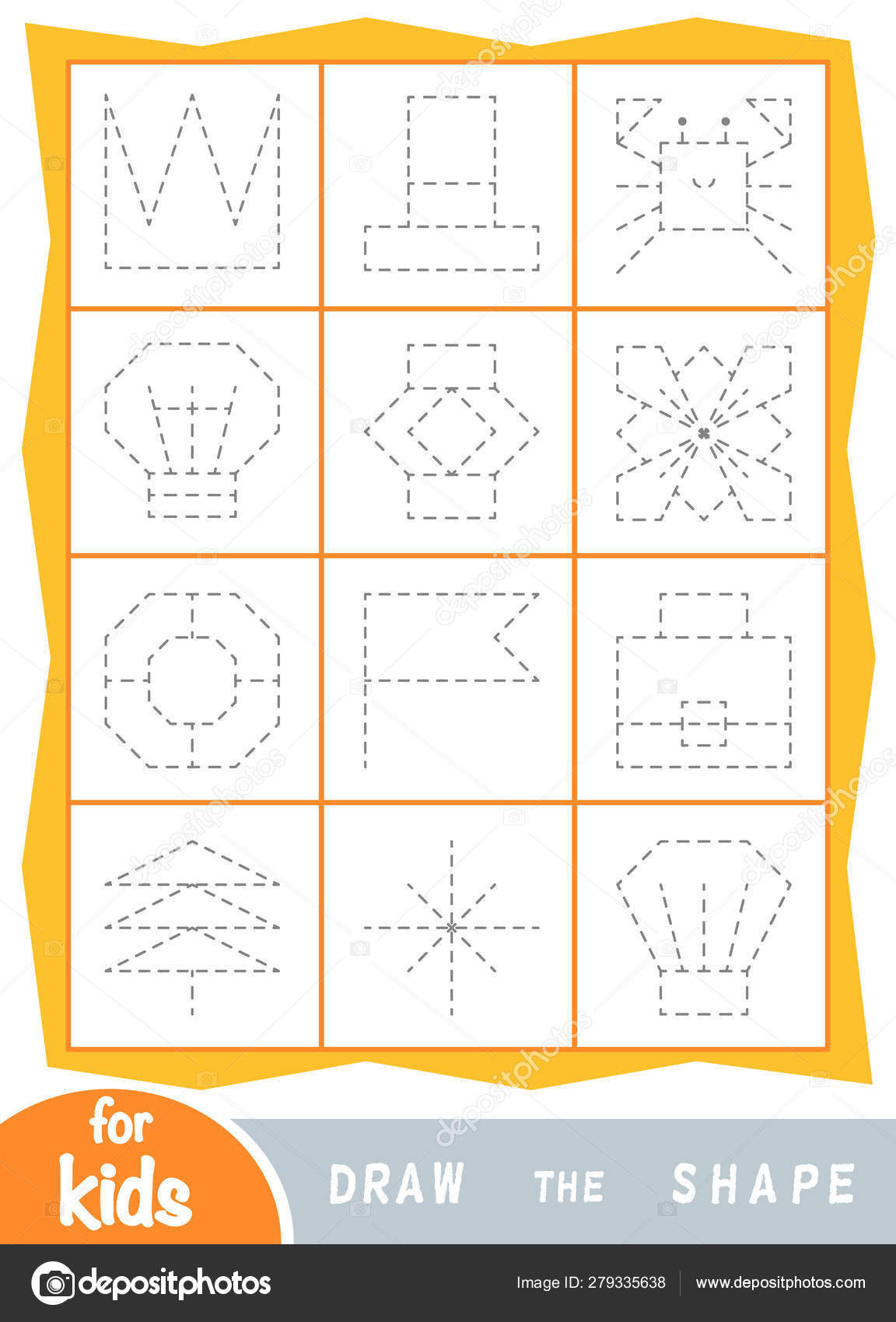 Draw the shapes, education game for children. Replicate the image by ...