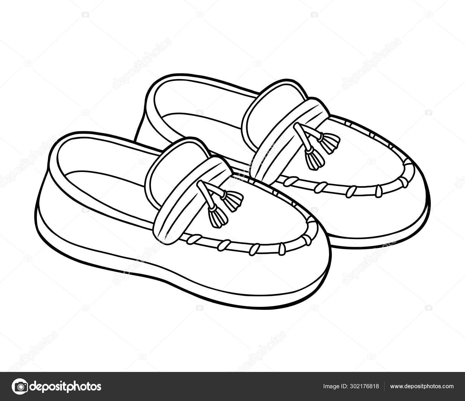 Målarbok, tecknad sko samling. Mockasiner — stockvektor av ©ksenya ...