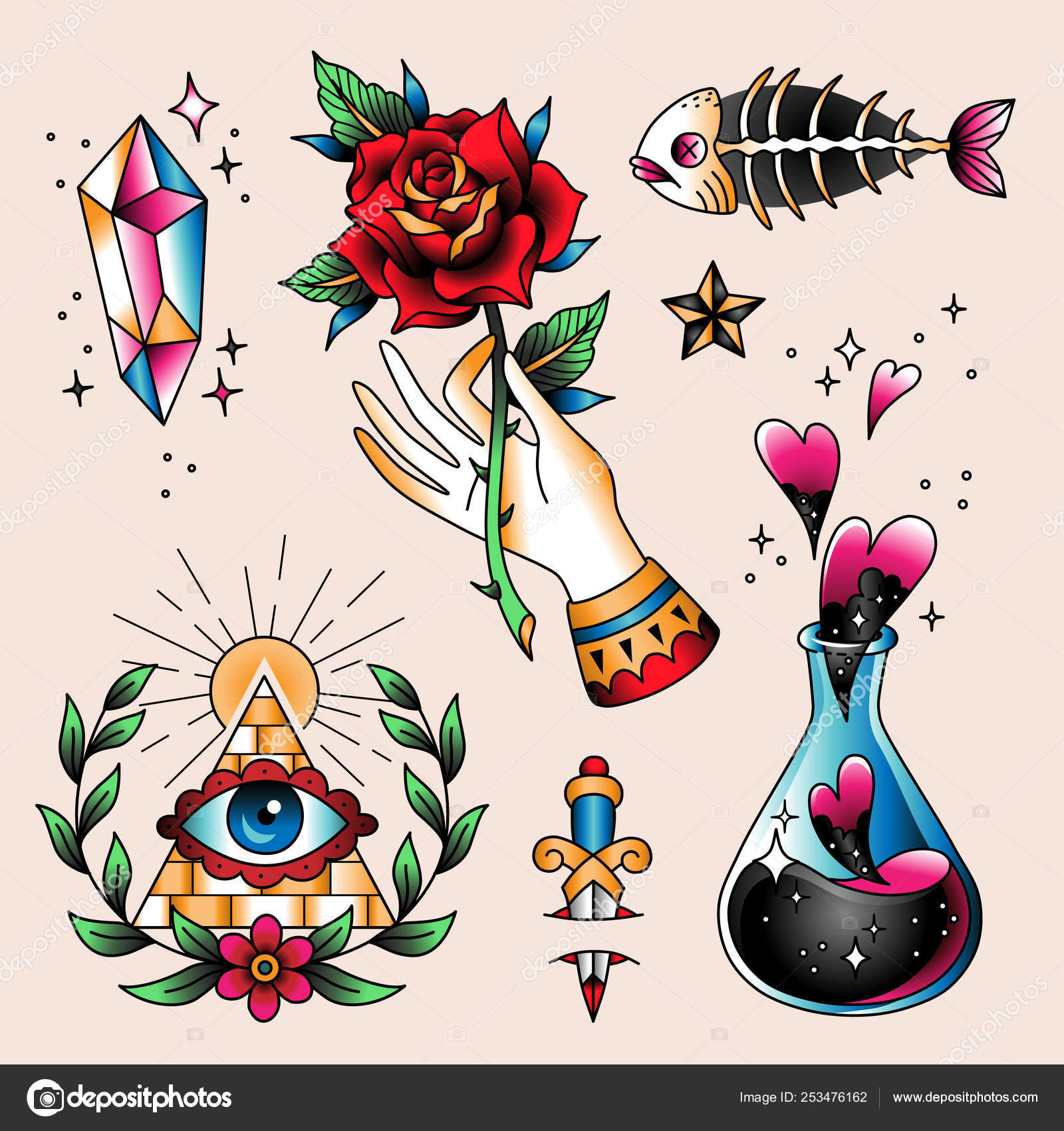 Tattoo set spell Stock Vector Image by ©reinekke #253476162