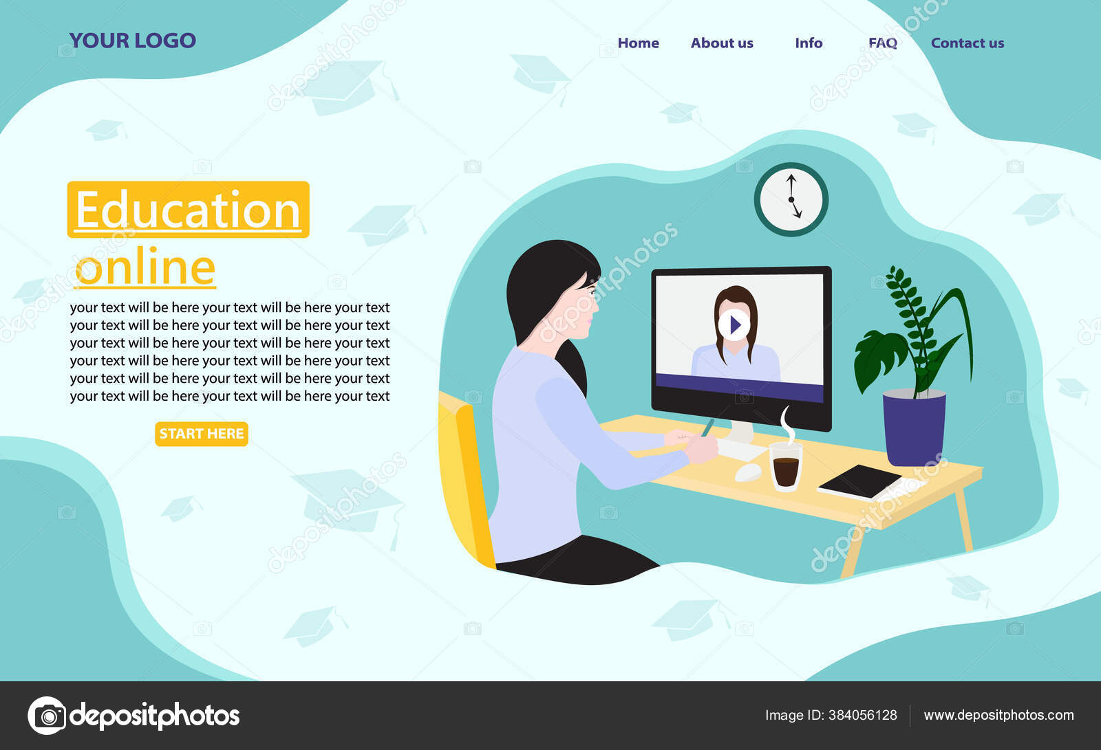 Set Web Page Design Online Education Training Courses Learning Girl ⬇ ...