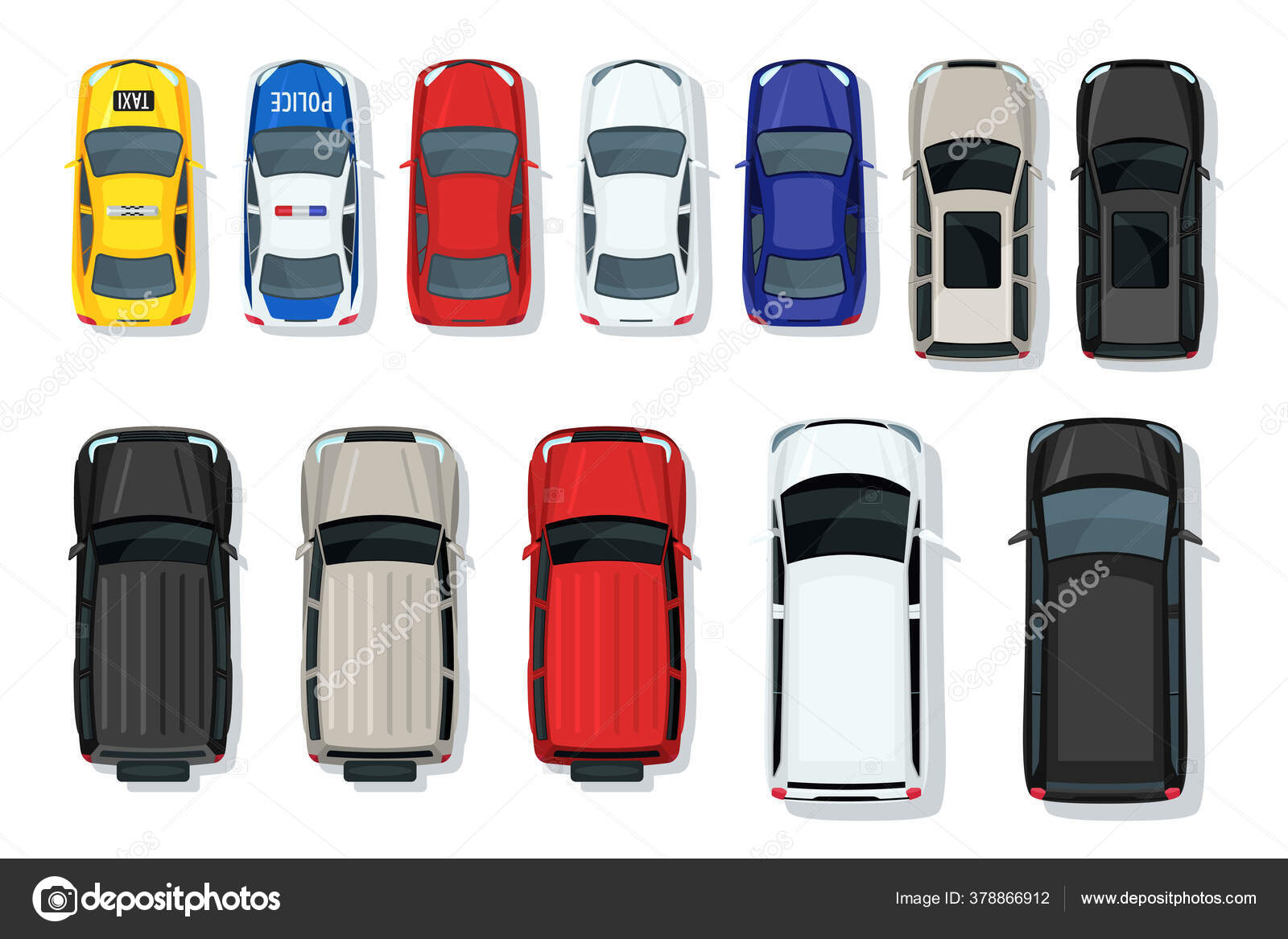 Car Top View Car Top View Isoliert Lizenzfreies Vektorbild