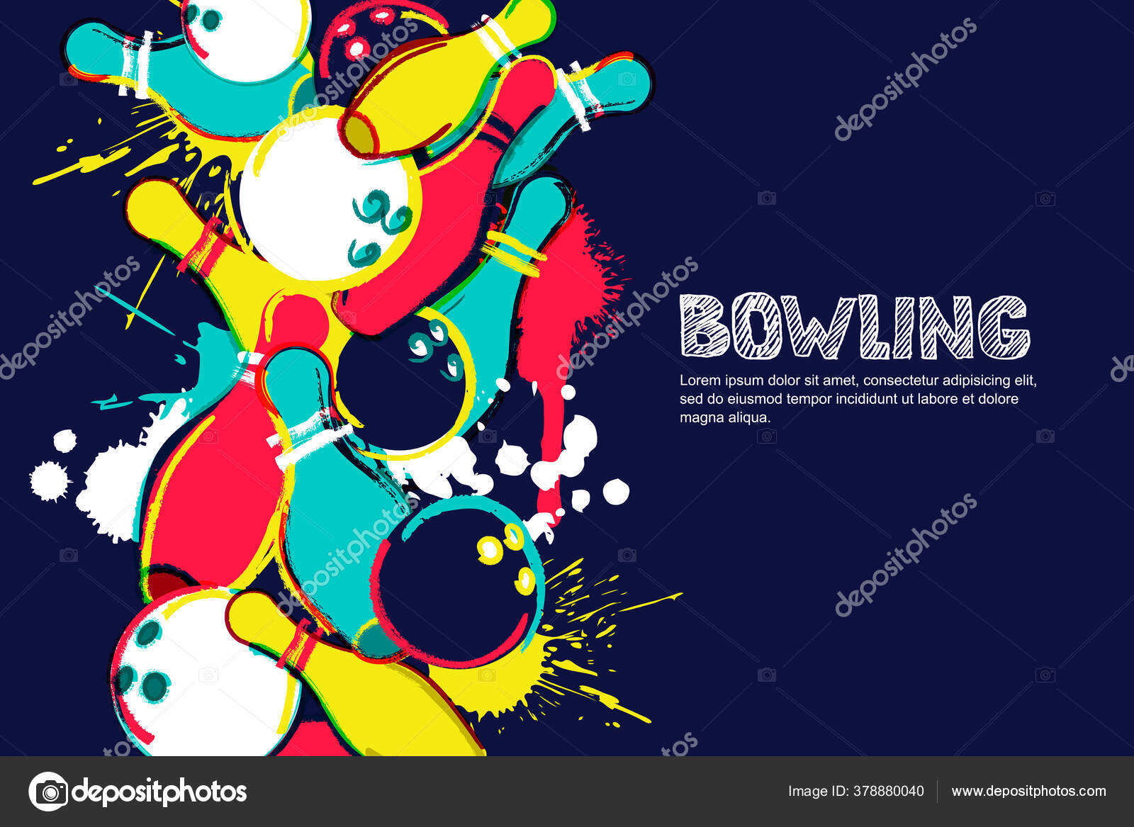 Vector Bowling Horizontal Dark Background Abstract Watercolor ...