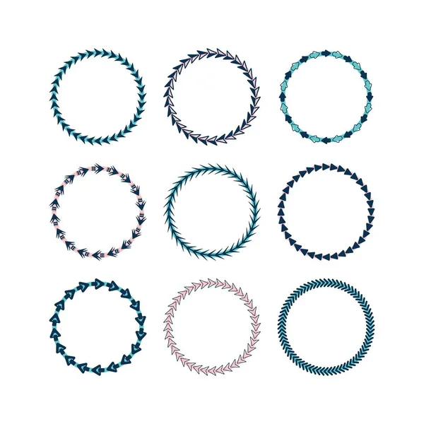 Black Circle Line Pattern Signs Symbols Border Emblems Icons Set ...