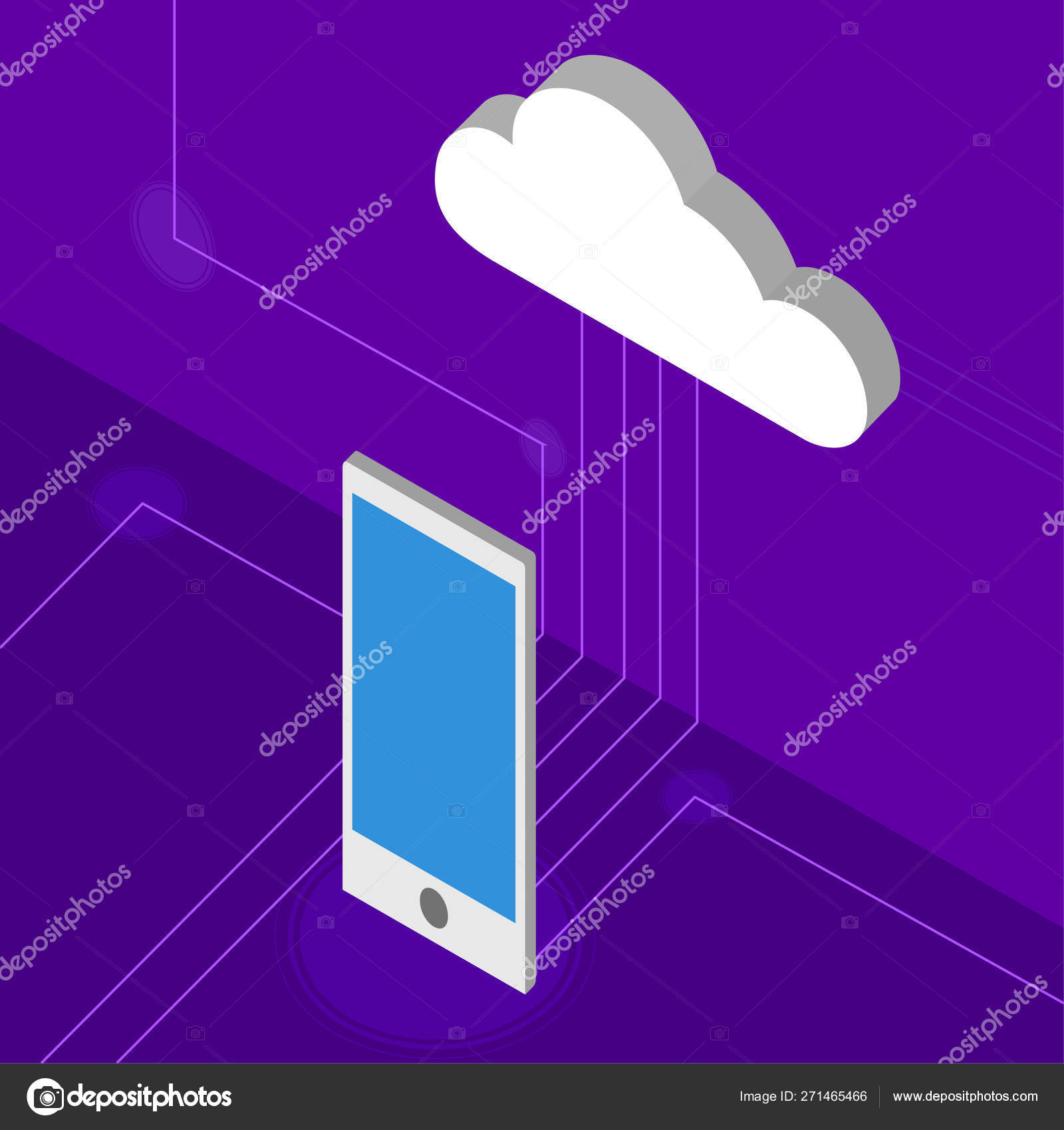 3d cloud computing icon connected to a smartphone Stock Vector Image by ©LAUDiseno #271465466
