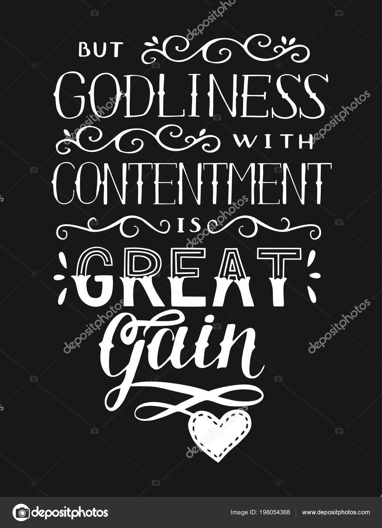 Hand Lettering Godliness Contentment Great Gain Biblical Background ...
