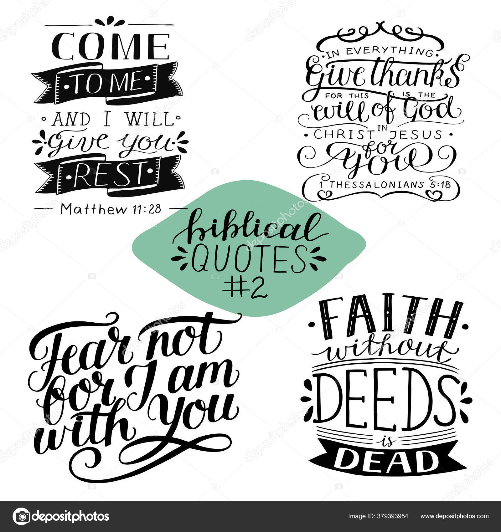 Hand lettering collection number 2 with 4 Bible verses. Stock Vector ...