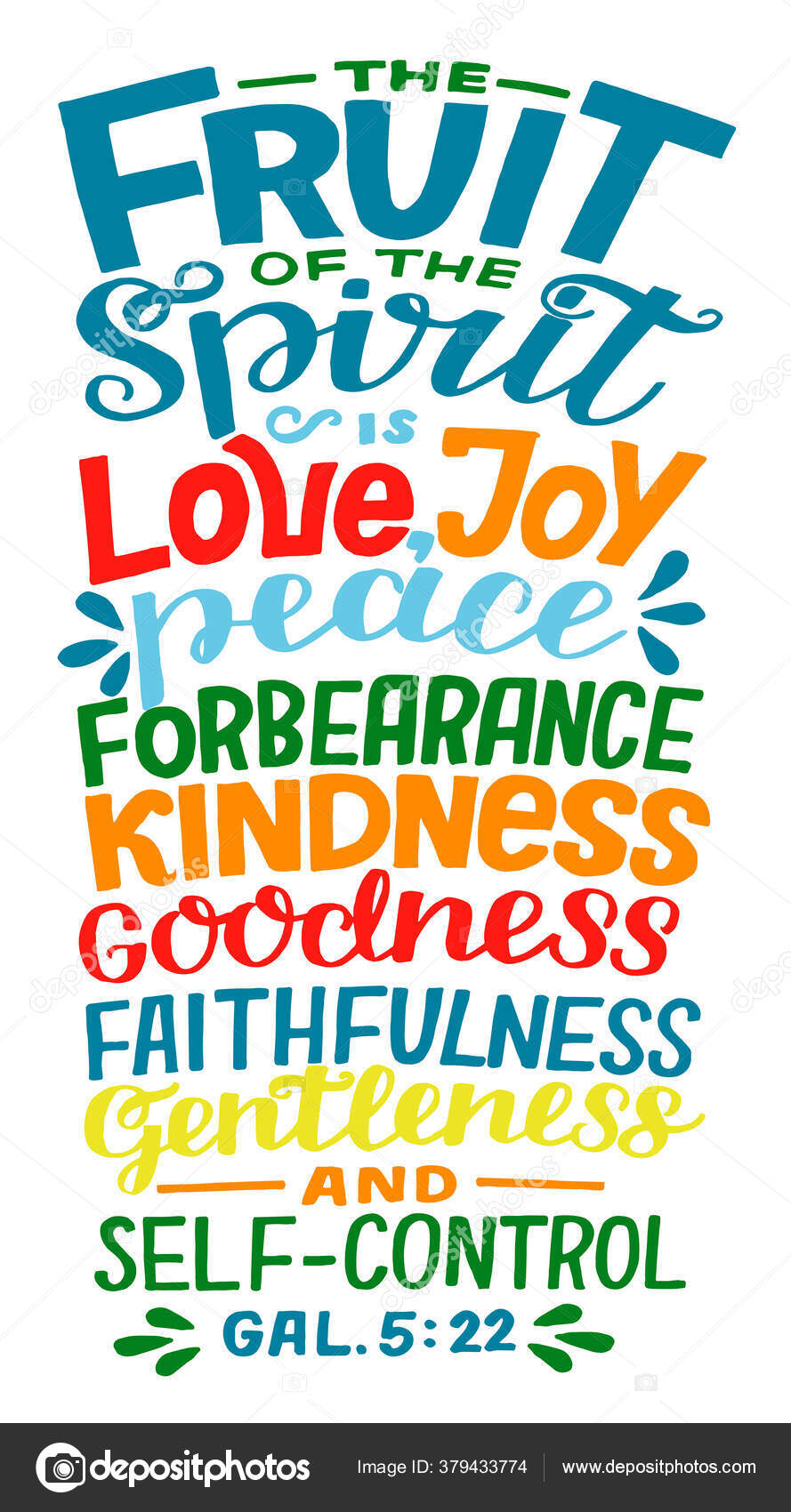 Hand lettering The Fruit of spirit is love, joy, peace. Stock Vector ...