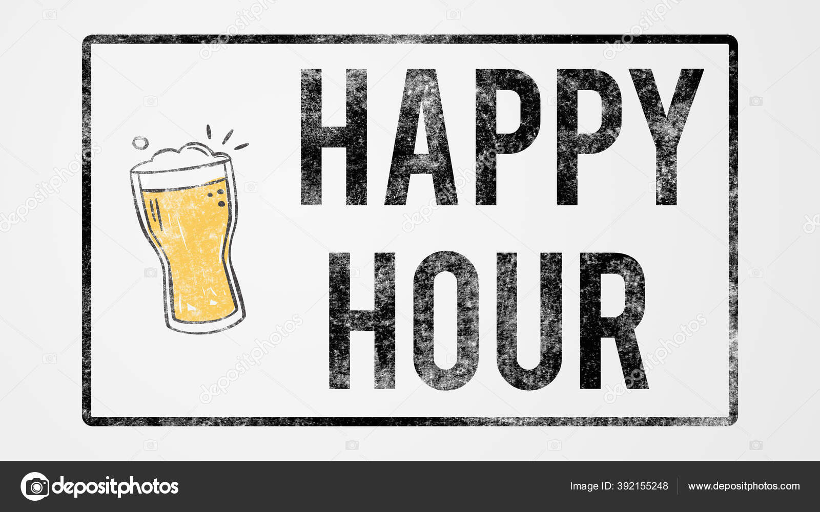 Happy Hour Grunge Illustration Use Landing Page Website Poster Banner ...