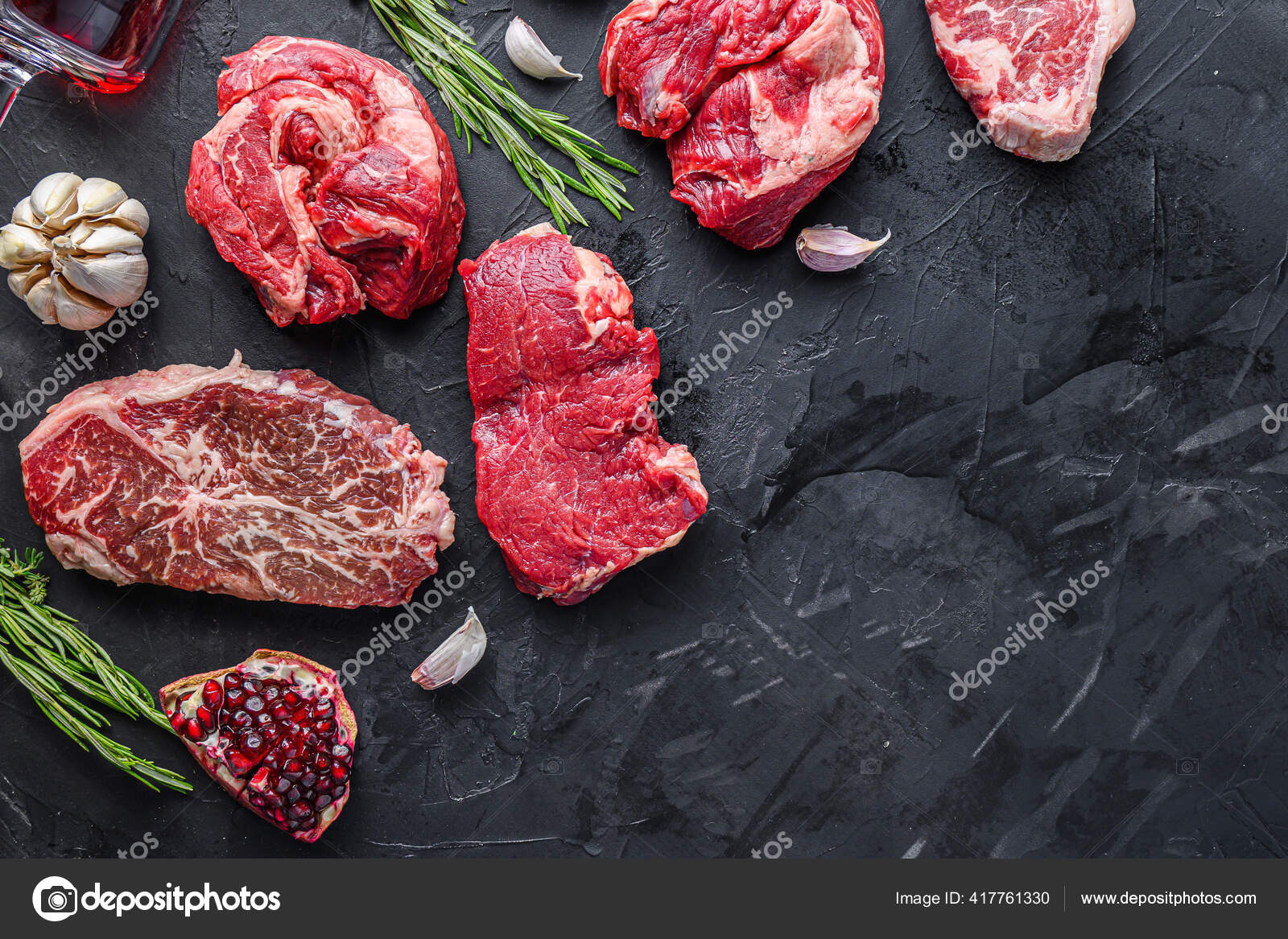 Alternative Beef Steak Cuts Top Blade Chuck Roll Rump Steak Stock Photo ...