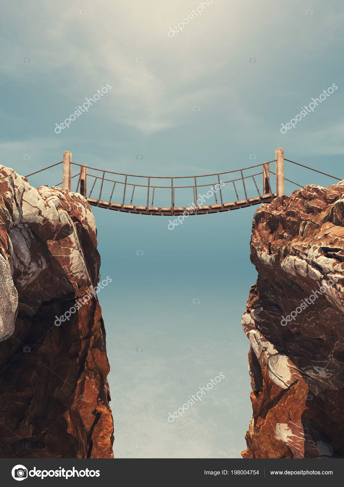 Old Bridge Two Big Rocks Render Illustration Stock Photo by ©orlaimagen ...