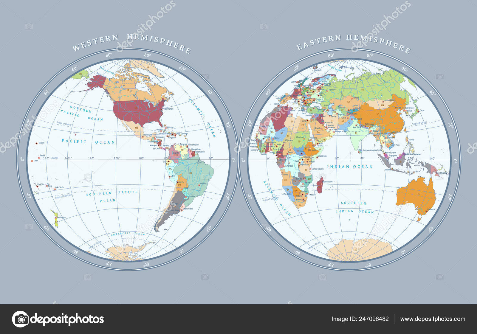 Western Hemisphere Map With Latitude And Longitude
