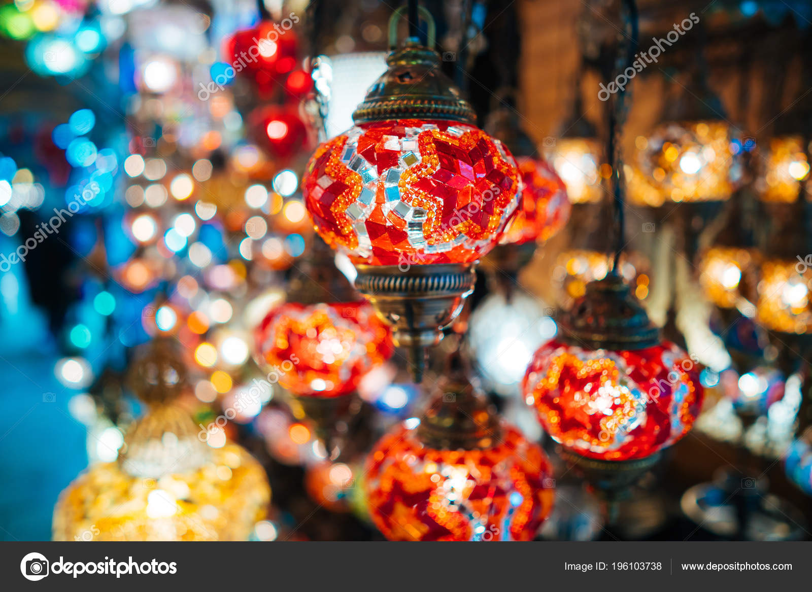 Beautiful turkish mosaic lamps — Stock Photo © simbiothy #196103738