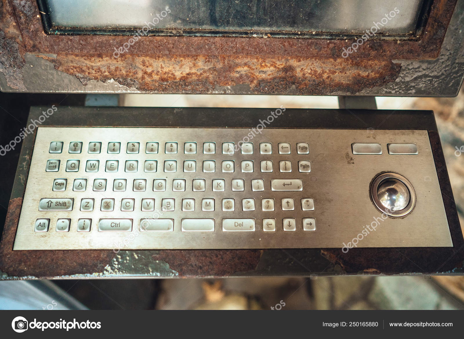 Old Computer Monitor With Keyboard