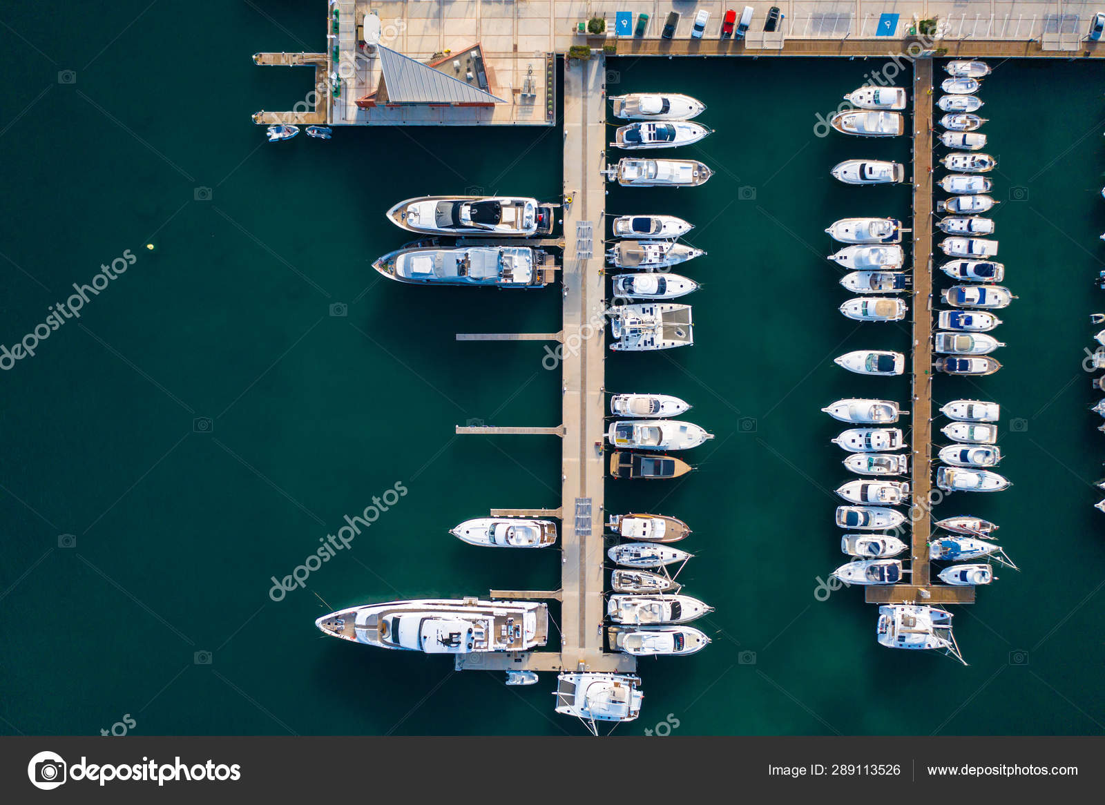 Top view of harbor with many boats Stock Photo by ©simbiothy 289113526