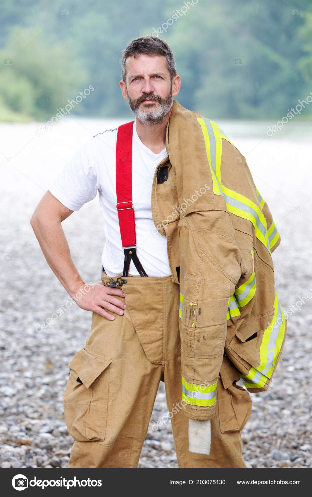 Portrait Handsome Blue Collar Man Work Wear Stock Photo by ...