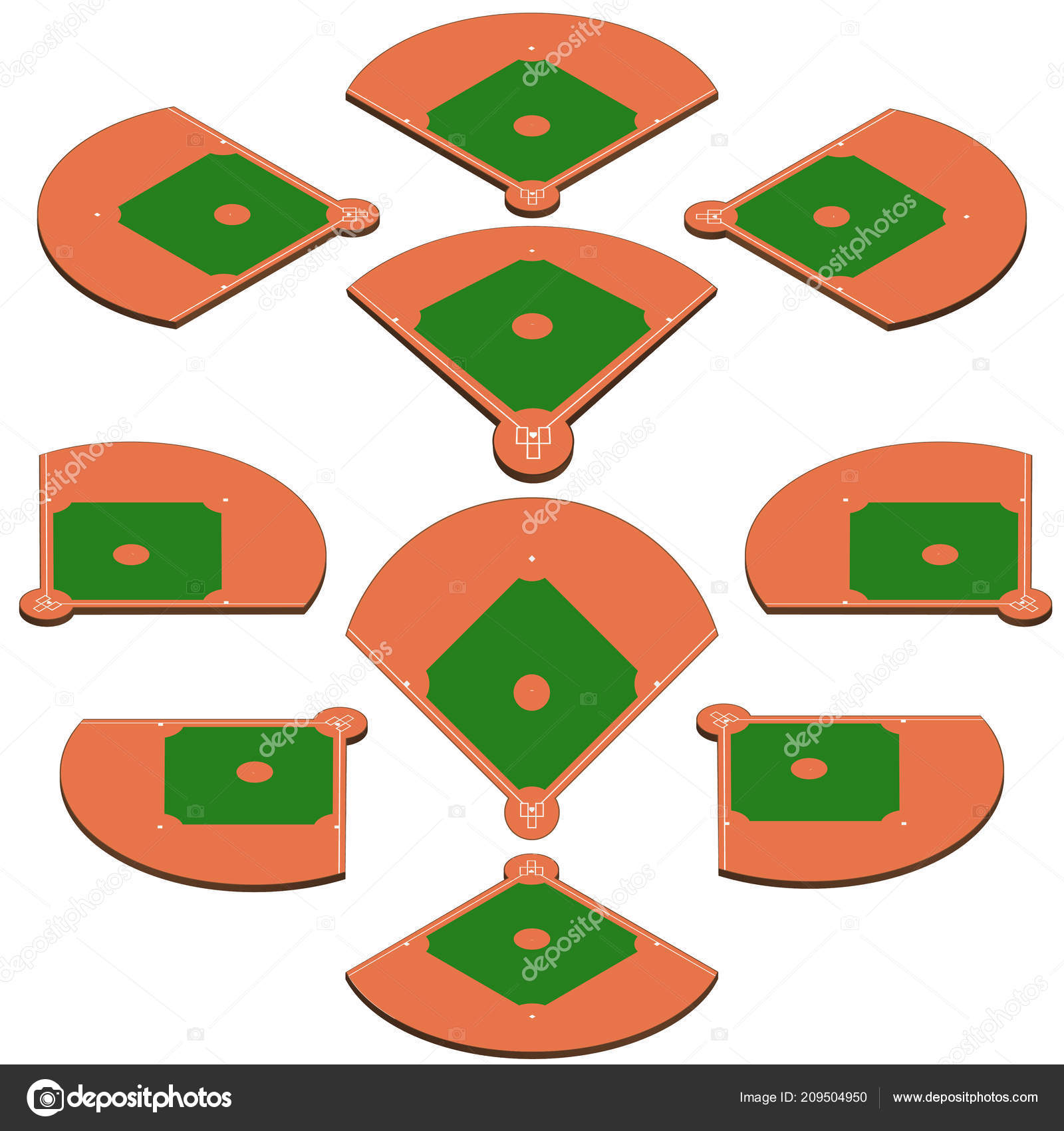 Baseball green field with white line markup vector Stock Illustration ...