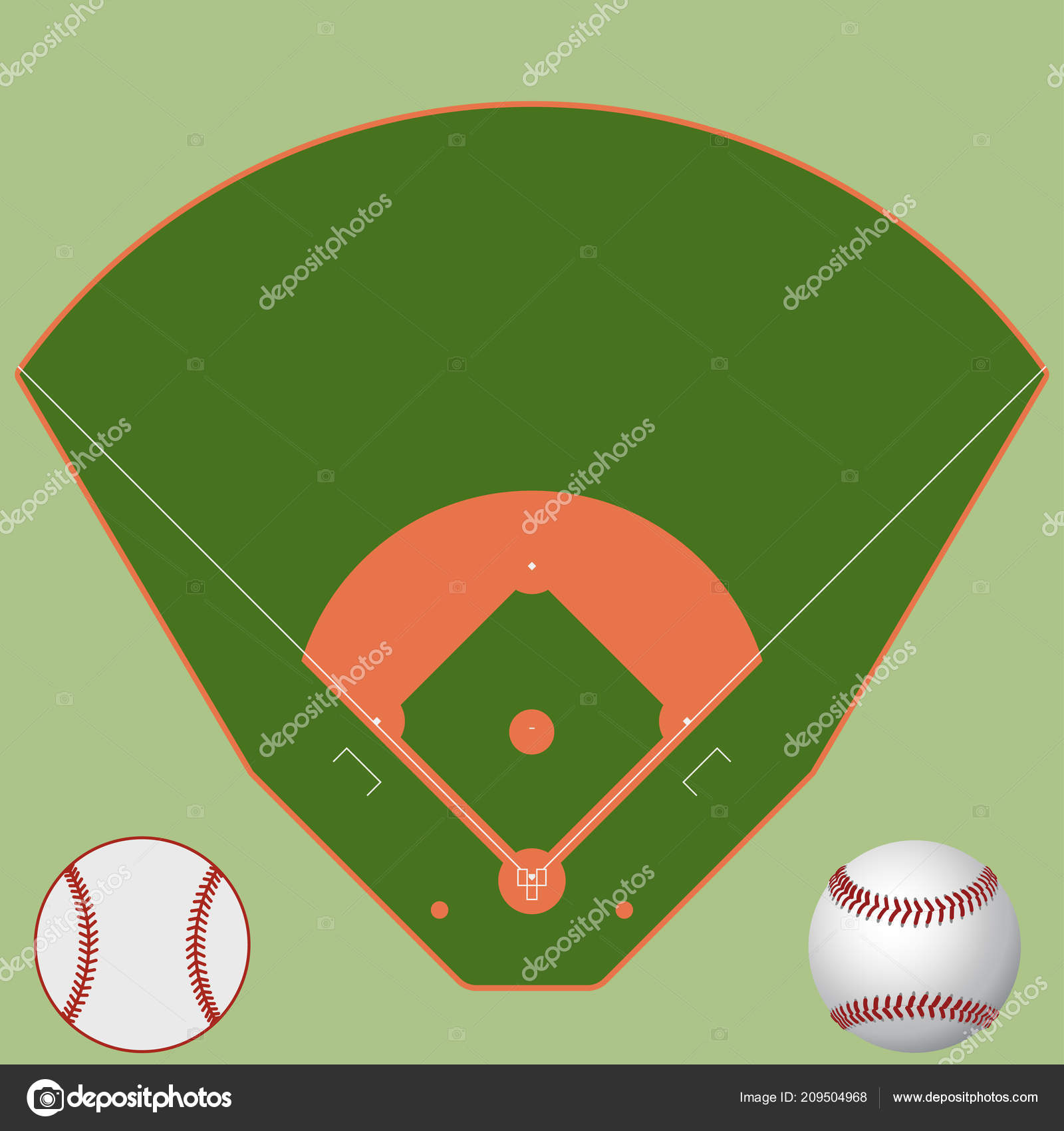 Baseball green field with white line markup vector Stock Vector by ...